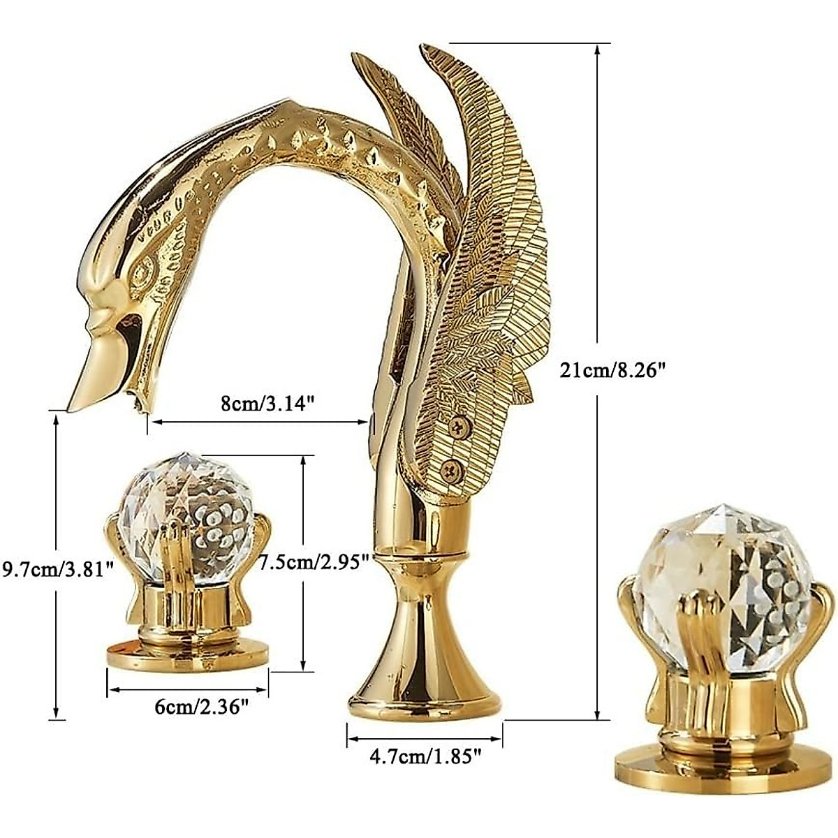 Faucet, Faucets,Basin Mixer Tap Newly Gold 3Pcs Bathroom Sink Faucet, Basin Mixer Tap, Style Vessel Faucet, 2 Handles Bath Faucet Basin Taps Water Tap for Bathroom Kitchen (Color : Brushed Nickle)