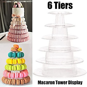 6 Tiers Round Macaron Tower Stand Plastic Transparent Cake Stand Macaron Display Rack Desserts Cupcake Holder Platter for Baby Shower, Birthday Party, Wedding, Party Decor by Greatstar
