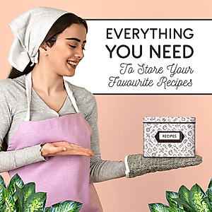 Kitchen Storage Accessories recipe box | recipe box with cards | decorative tin box | recipe box includes 24 cards and 12 dividers | gift box | recipe card box