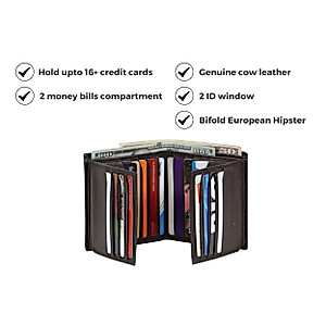 Bullz Genuine Nappa Cow leather Dual Credit Card ID Flap Bifold Mens Wallet Passcase