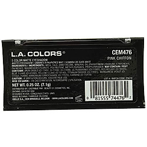 L.A. COLORS 5 Color Matte Eyeshadow Palette, Pink Chiffon CEM476