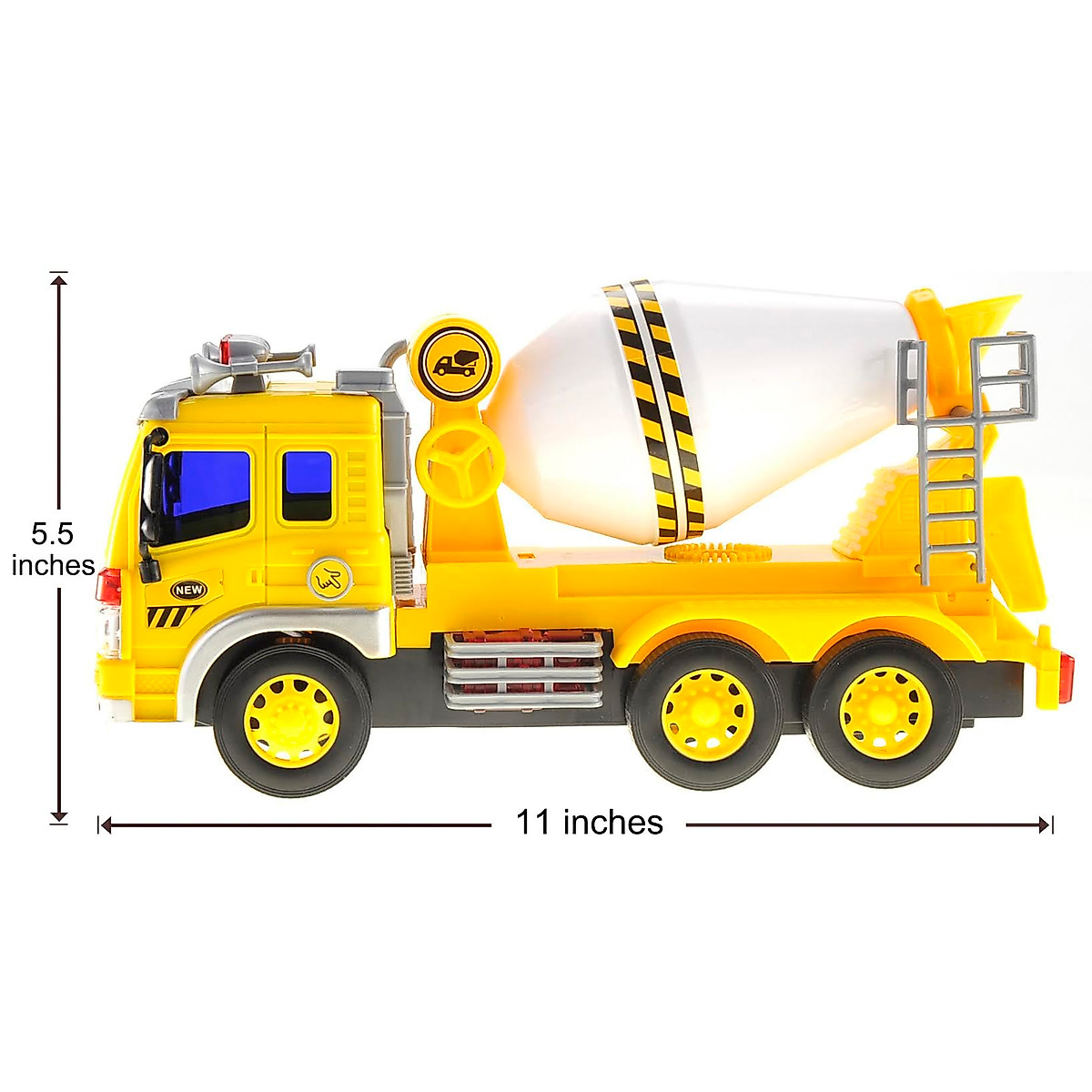 PowerTRC Push & Go Friction Powered Cement Truck Toy with Light and Sound | Realistic Play Mixer Construction Tanker Truck Toy Gift for Boys and Girls