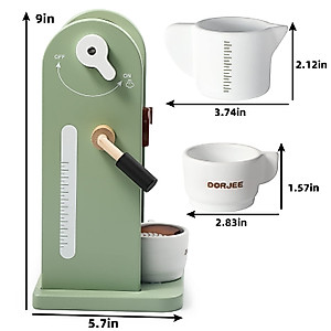 Dorjee Kids Coffee Maker Playset with Grinder, Play to learn Coffee Making Routine, Stimulates Imaginative Pretend Play and Life Skills, Gifts for Toddler Girls and Boys, 14pcs in Wood