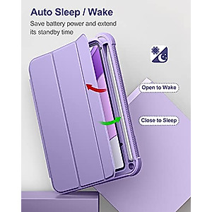 ONPINT Case for iPad Mini 6 2021, [Built in Screen Protector] [Auto Sleep/Wake] [Pencil Holder] Lightweight Leather Case Flip Cover with Stand for iPad Mini 6th Gen 8.3 Inch, Purple