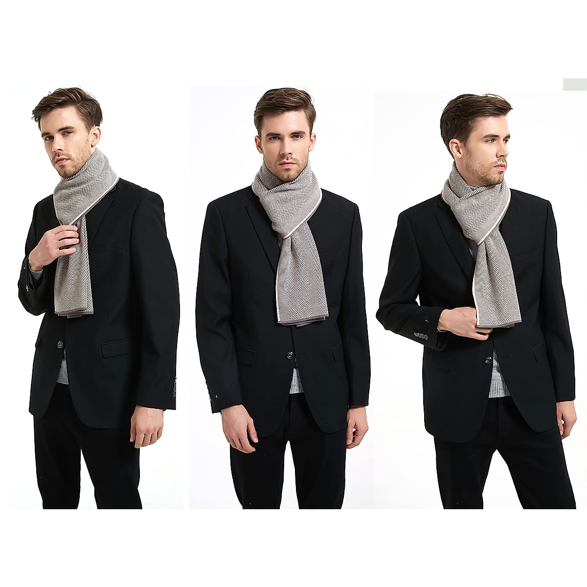 LanHong Men Winter Cashmere Scarf Wool Soft Warm Knitted Casual Scarves for Men