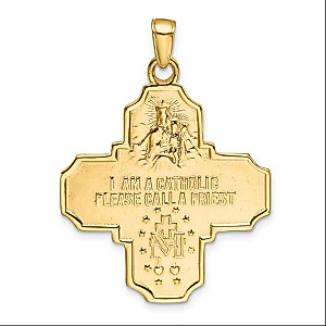 IceCarats 14K Yellow Gold Four Way Holy Cross Religious Medal Necklace Christian Pendant Scapular Charm 39.25mm x 29mm Only