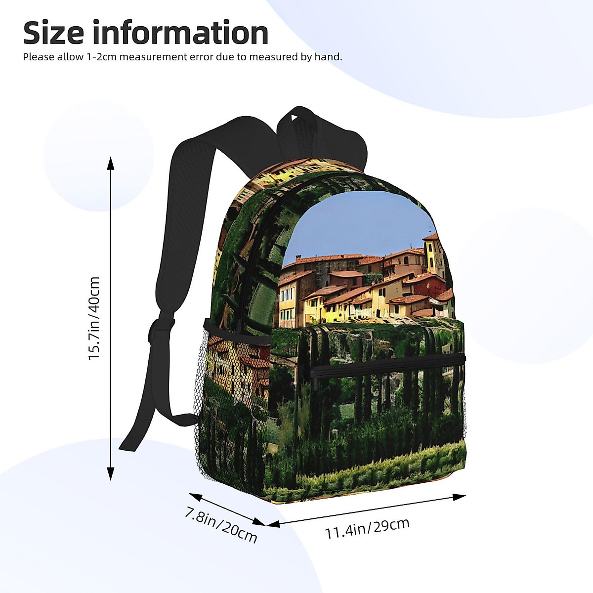 Lightweight Laptop Backpack,Casual Daypack Travel Backpack Bookbag Work Bag for Men and Women-Italy-Tuscan