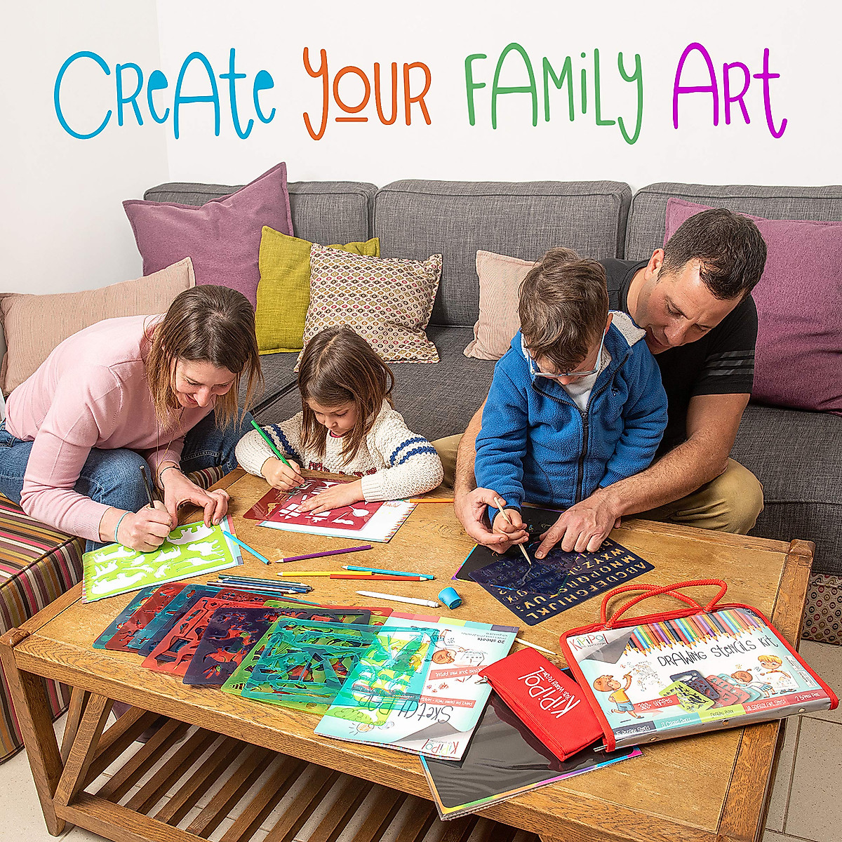 Kipipol 63 Pcs Drawing Stencils for Kids Ages 4-8 - 8-12 and Up - Arts and Crafts for Girls and Boys - Kids Drawing kit - Art Set- 15 Art Stencils, 260+ Designs -Scratch Art- Creativity Gifts & Toys