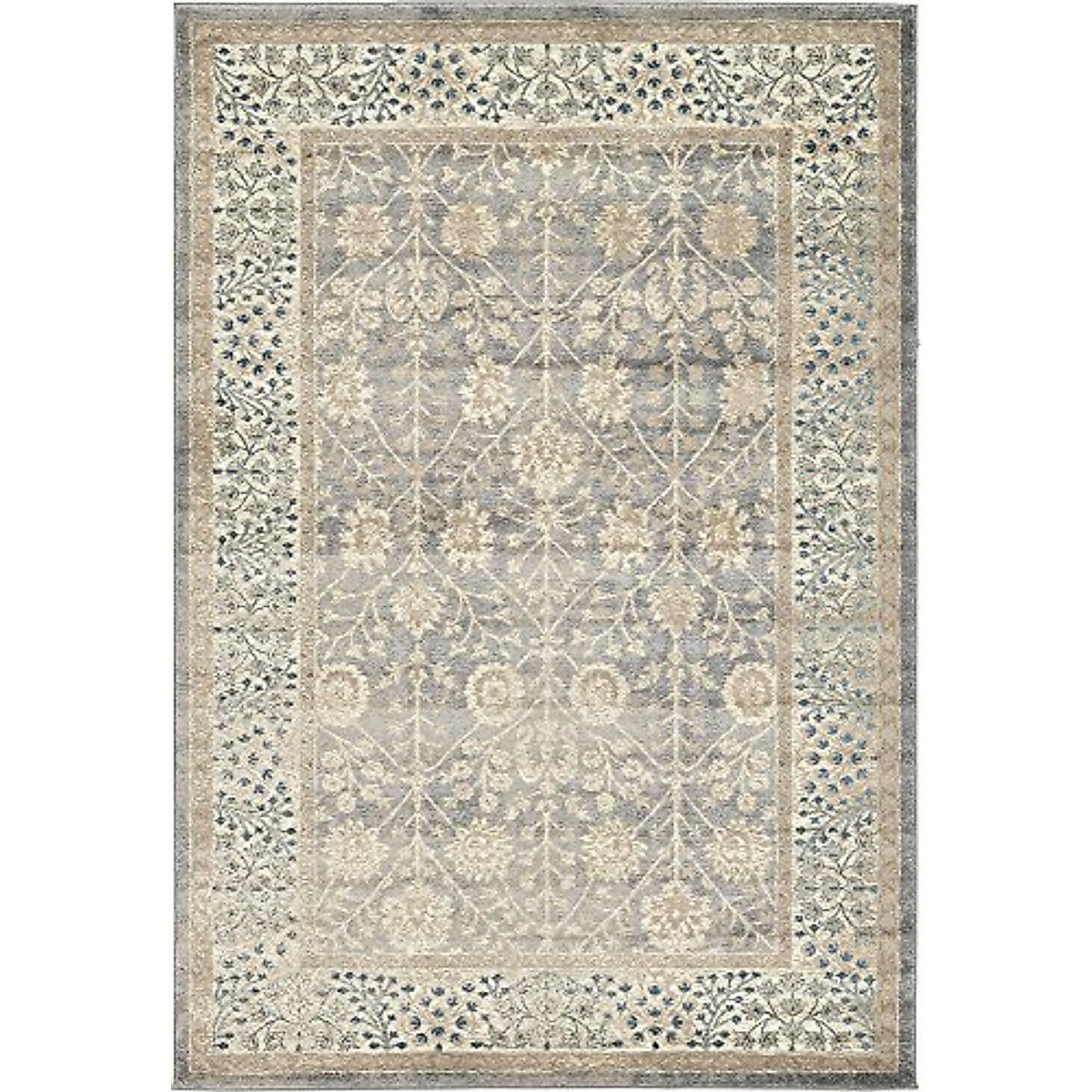 Unique Loom Salzburg Collection Area Rug - Gneis (6' 1" x 9' Rectangle, Gray/ Ivory)