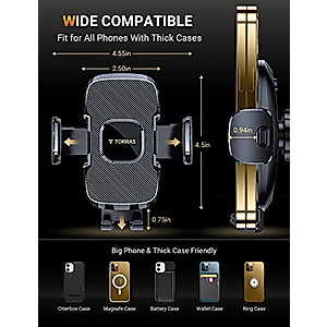 TORRAS Phone Holder for Car [Vertical & Circle Friendly] Universal Stable Car Phone Mount Air Vent Sturdy Hook Automobile Cradle Fits for iPhone 14 13 12 11 pro max Samsung S22 S21 Ultra Smartphone