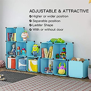 JYYG Kids Dresser Kid Clothes Storage Organizer Baby Dresser Kid Closet Baby Clothes Storage Cabinet for Kids Room Baby Wardrobe Toddler Closet Childrens Dresser (Blue, 8 Cubes 2 Hanging Sections)
