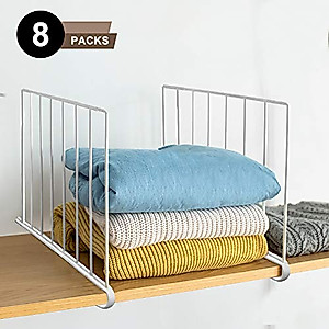 Shelf Dividers Closet Shelf Dividers Closet Wire Shelf Dividers Wire Closet Shelf Dividers Separator Steel Organizers Closet Organizer in Cabinets Kitchen Office (8 Packs) (White Shelf Dividers)