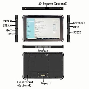 Sincoole Rugged Tablet, CPU Intel Celeron N4500/N5100,10.1 inch Windows 10 Pro Rugged Tablet with 2D Barcode Scanner and Docking Station (CPU-N5100)