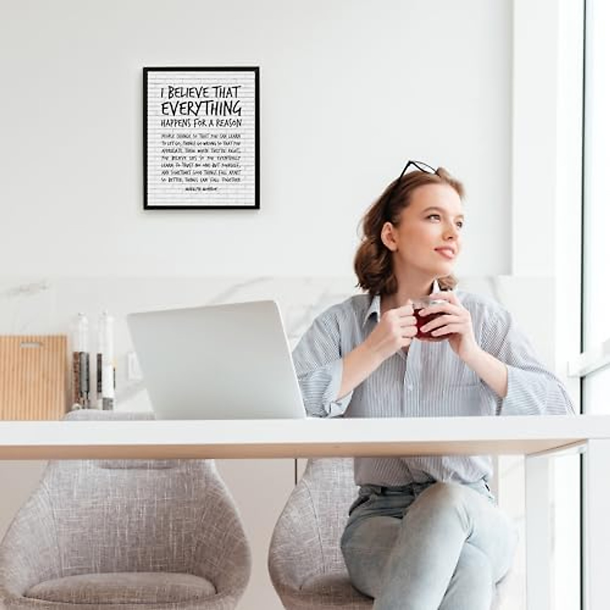 Marilyn Monroe- Everything Happens- Inspirational Wall Art Print, This Retro Wall Decor Print Makes Ideal Wall Art For Living Room Decor, Office Decor & Man Cave Decor. Unframed- 8x10”