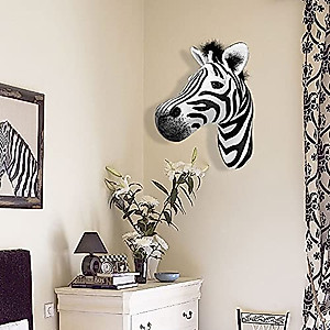 WOKI Jungle Zebra Stuffed Animal Heads for Wall Nursery Room Mount Charmers Fantasy Wall Decoration Hanging Girls Children Room