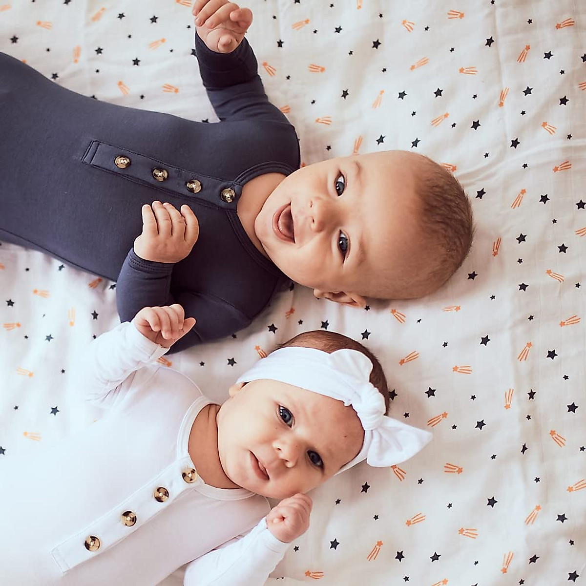 Nuzzly Baby Knotted Gown | Super Soft & Stretchy | Newborn Girl/Boy | Gender Neutral | Size 0-3 Months (Shadow)