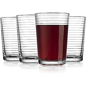 Juice Glasses 7 oz. Set Of 4 Glass Cups – By Home Essentials and Beyond – Beverage Water Tumblers for Juice, Whiskey, Cocktails, Iced Tea. Dishwasher safe.