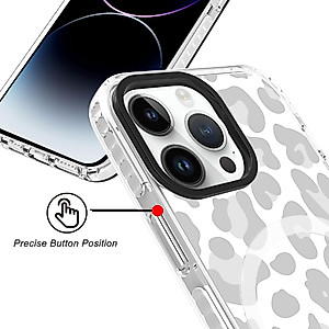 SAKUULO Magnetic for iPhone 14 Pro Case Light Gray Leopard Print Pattern [Compatible with MagSafe] Wireless Charge Slim Shockproof Case for iPhone 14 Pro Phone Case, Gray Leopard (6.1")
