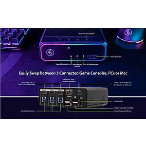 IOGEAR Nexus 3-Port 4K HDMI KVM (Keyboard, Video, Mouse) Switch for PC and Game Consoles, PS4, PS5, Xbox Series X/S, Xbox One, Nintendo Switch, 1440P@144hz, 1080P@240hz (GCS1337)