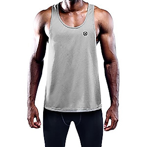 NELEUS Men's 3 Pack Dry Fit Athletic Muscle Tank Workout Gym Shirt,5031,Black,Grey,White,XL,EU 2XL