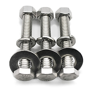 (10 Sets) 1/4-20x3" Stainless Steel Hex Head Screws Bolts, Nuts, Flat & Lock Washers, 18-8 (304) S/S, Fully Threaded by Bolt Fullerkreg