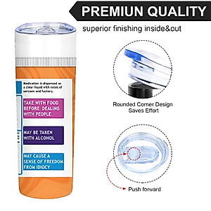 Fukitol Insulated Skinny Tumblers Cup Coffee Mug with Lid honest placebo pill 20oz Reusable Stainless Steel Water Bottle for Hot & Cold Drinks Tea Cup Iced Coffee Travel Mug (Pack of 1)