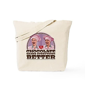 CafePress I Love Lucy: Chocolate Makes Everything B Tote Bag Natural Canvas Tote Bag, Reusable Shopping Bag