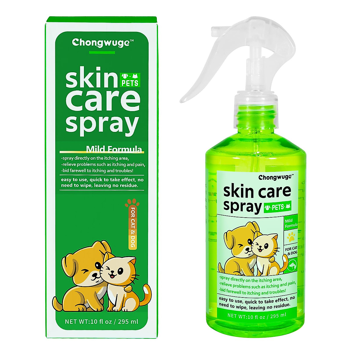 Chongwuge Pets Wound Care Spray for Dogs & Cats, Allergy Relief, Relieve Itching and Pain, Healing Wounds, Mild Formula, Spray-on Easy to Use, 10 fl oz