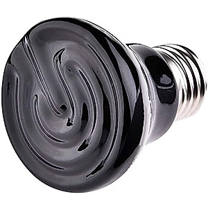 Qixivcom 2-Packs 50W Black Ceramic Heat Lamp Mini Reptile Heat Lamp Bulbs E26/E27 Infrared Reptile Heat Emitter Heater Lamp Bulb No Light Lamps for Lizard Brooder Coop Aquarium Habitat Lizard Turtle