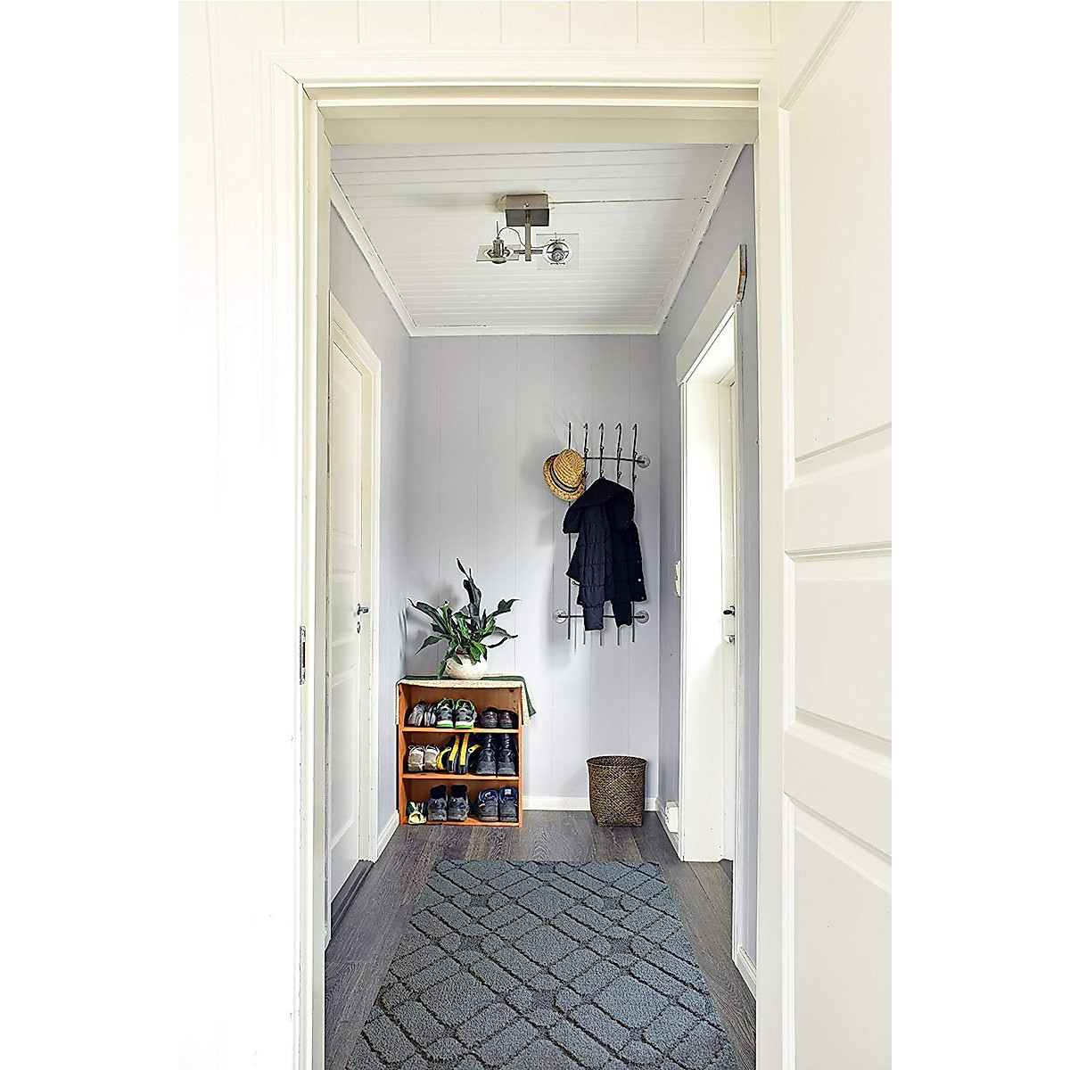 Custom Size Hallway Runner Rug Trellis Grey Color 31 inch Wide Select Your Length Non-Slip (Skid Resistance) Rubber Backing 8 feet x 31 inch (Color Options Available)