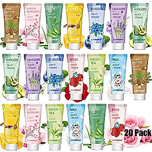 20 Pack Hand Cream Gift Set for Women,Hand Lotion for Dry Cracked Hands,Moisturizing Body Lotion With Vitamin E,Natural Plant Fragrance Travel Size Mini Lotion Bulk Valentine Day Gifts for Her and Mom