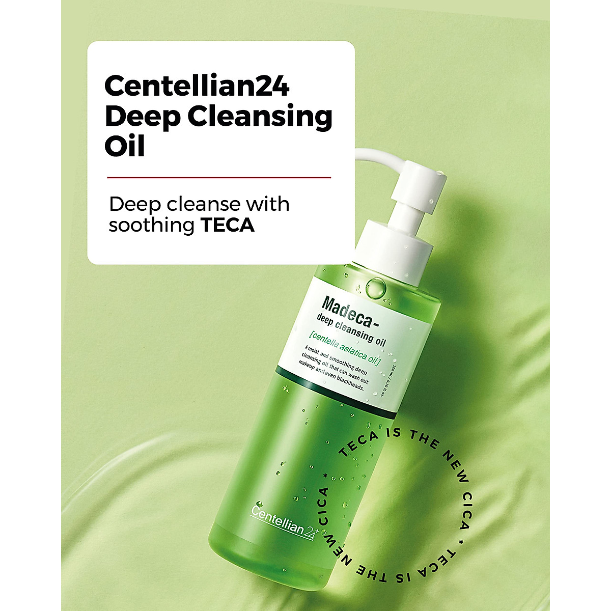 CENTELLIAN 24 Deep Cleansing Oil with Centella Asiatica, TECA, and Salicylic Acid - Korean Skin Care Hypoallergenic Face Wash, Gentle Eye Makeup Remover & Blackhead Remover (6.76 fl oz)