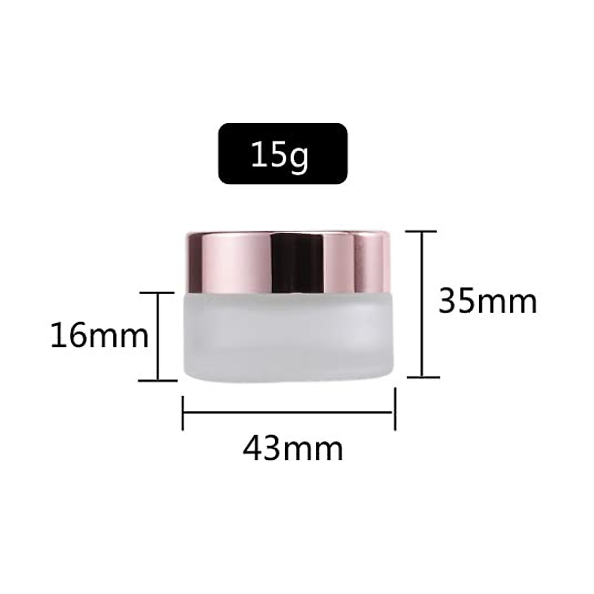 Clear Frosted Round Glass Jar With Rose Gold Lid, Empty Small Sample Travel Size Cosmetic Containers Pot For Eye gel Face Cream Makeup Beauty Products Oil Salve Ointment DIY Slime (15g / 0.5 oz, 3