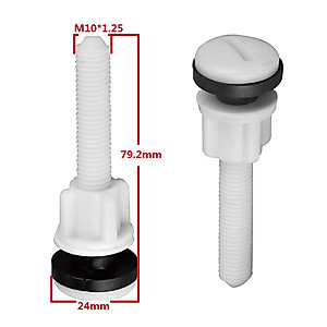 Toilet seat Bolts Screws Replacement for Fixing The Top Toilet Seat, Toilet Seat Parts Including Screw and Nut for Top Mount Toilet Seat Hinges, White Plastic 4 Pack