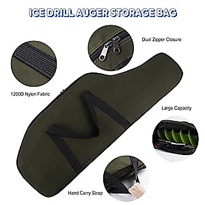 Goture Ice Drill Auger, 7" Diameter Nylon Ice Auger, 41" Length Ice Auger Bit,Auger Drill with 19.6" Extension Rod,Auger Bit with Ice Spoon,Handbag for Ice Fishing