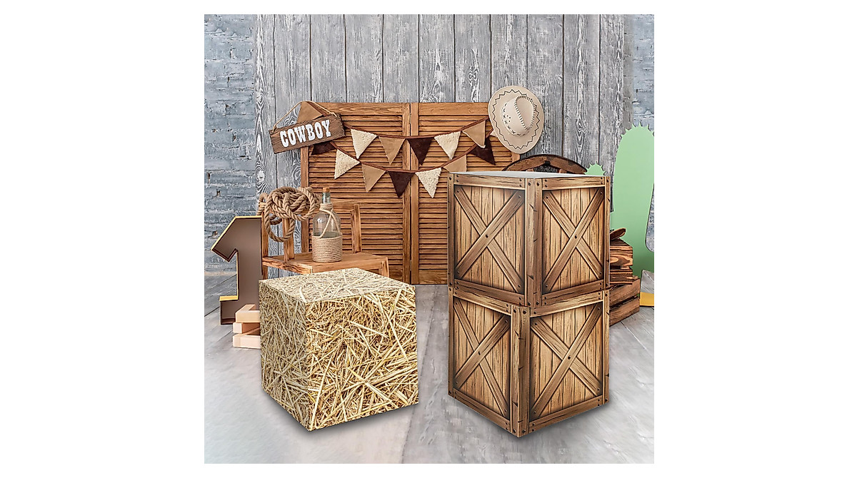 6PC Hay Bales Boxes for Western & Farm Party Decor