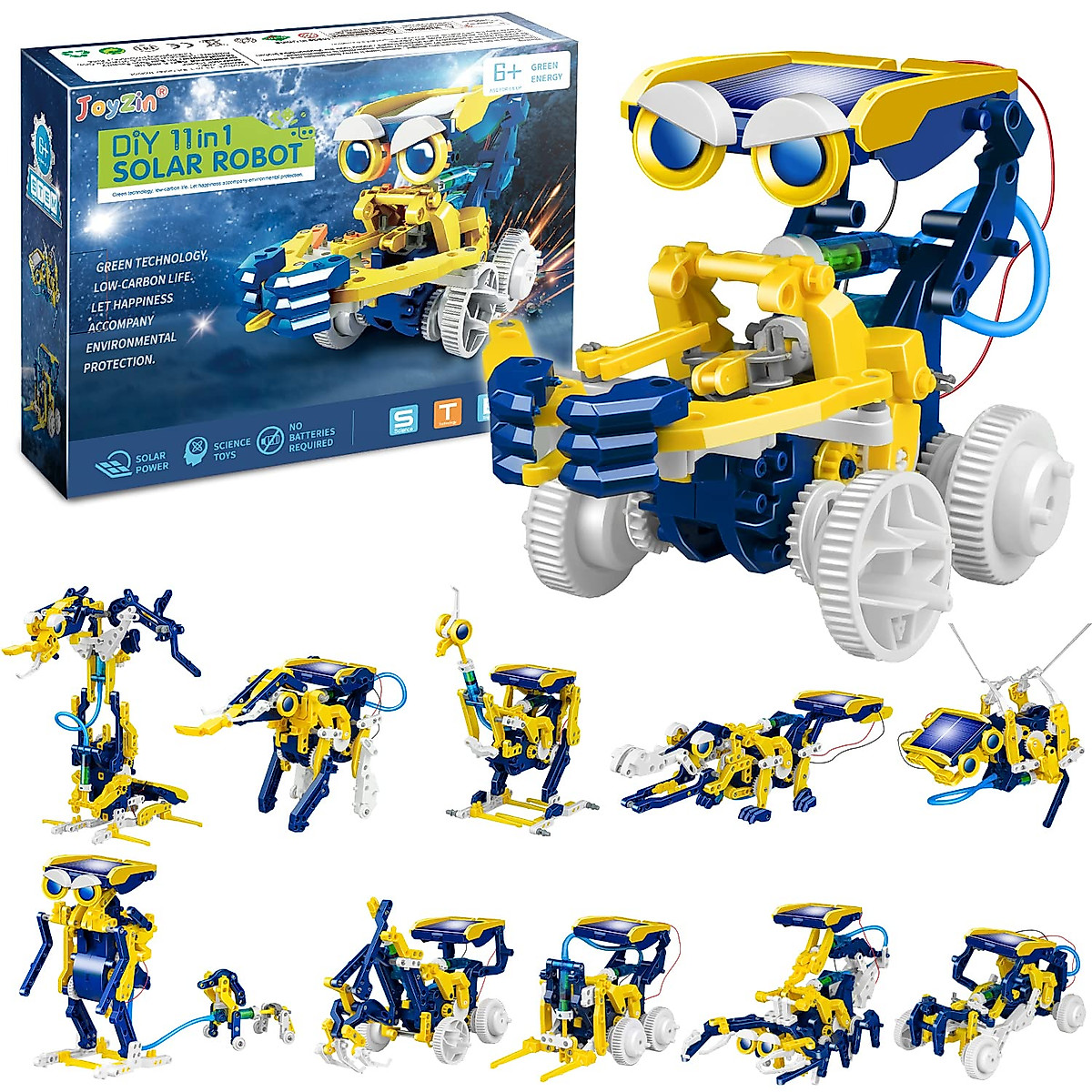 JoyZin STEM 11-in-1 Solar Robot Kit, 231 Pieces DIY Science Experiment Kit, Learning Educational Building Toy Set for Toddlers Kids Boys Girls 6 7 8 9 10 11 12 Years Old Birthday