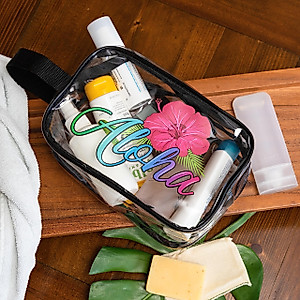 Aloha Designs ALOHA Clear Cosmetic Bag for Women Roomy Makeup Bag Travel Splash-proof Toiletry Bag Accessories Organizer Plus Aloha Gift Kit 1 Aloha Decal, 1 Aloha Magnet & 1 Air Freshener
