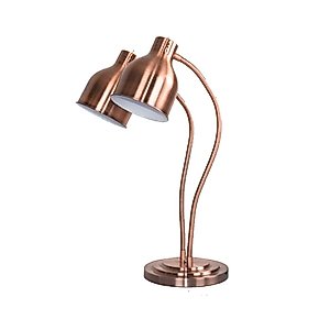 ZXT Food Warming lamp Single/Double Bulbs Buffet Display Heating Preservation Light,Commercial Portable W250 Heat Lamp (Color : Copper, Size : Double Head)