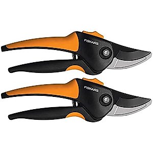 Fiskars 79436997J 79436997 Softgrip Bypass Pruner, Black/Orange 2 PACK
