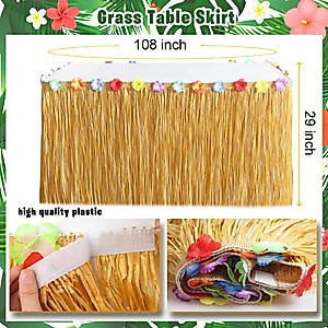 LXlucktim Hawaiian Luau Party Decorations, 174 Pcs Hawaii Aloha Tropical Themed Party Decor Supplies Kit - Backdrop, Table Skirt, Balloons, Wrappers, Straws, Hibiscus Palm Leaves and Pineapples