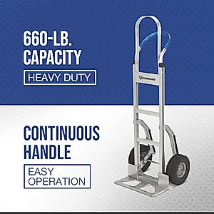 Strongway Continuous Handle Aluminum Hand Truck/Stair Skid Moving Dolly - 660-Lb. Capacity, 18in. Wide Toe Plate, 10in. Polyurethane Wheels, 54in. High