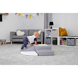 IGLU Indoor Climber XL Soft Play Equipment Foam Set 5 Shapes Baby Climbing Toys Indoor (Grey/White, 4-Piece)