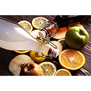 Flip Top Glass Bottle [1 Liter / 33 fl. oz.] [Pack of 6] – Swing Top Brewing Bottle with Stopper for Beverages, Oil, Vinegar, Kombucha, Beer, Water, Soda, Kefir – Airtight Lid & Leak Proof Cap – Clear