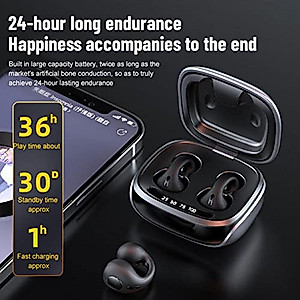 Jkapagzy Wireless Ear Clip Bone Conduction Headphones,Open Ear Headphones Wireless Bluetooth,Bone Conduction Headphones Bluetooth Earphones for Running, Sports, Cycling, Driving