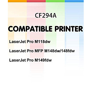 (Pack of 2) Compatible Replacement for HP 94A 294A CF294A Toner Cartridge (2-Black, HP94A) for HP Laser Pro MFP M148dw M148fdw M118dw Printer, Sold by GTS
