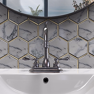 Ivanees Double Handle Bathroom Faucet with Drain, High-Arc Centerest Bathroom Sink Faucet with Lift Rod, Oil Rubbed Bronze Finish, Zinc Handle, Brass Body, 3 Holes Deck Mounted Bath Faucet