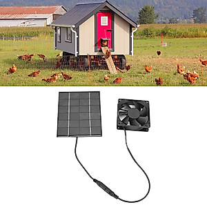 HYWHUYANG Solar Panel Fan Kit, 2W Waterproof Solar Exhaust Fan, for Small Chicken Coops, Greenhouses, Sheds, Pet Houses, Window Exhaust (Small)