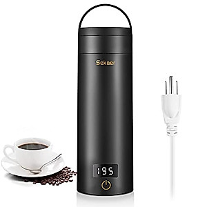 Travel Electric Tea Kettle Portable Small Mini Coffee Kettle, with 4 Variable Presets, Personal Hot Water Boiler 304 Stainless Steel with Auto Shut-Off & Boil Dry Protection, BPA-Free Black