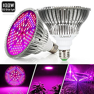 100W Led Grow Light Bulb Full Spectrum,Plant Light Bulb with 150 LEDs for Indoor Plants,E26/E27 Socket,Grow Lamp for Hydroponic Indoor Garden Greenhouse Succulent Veg Flower